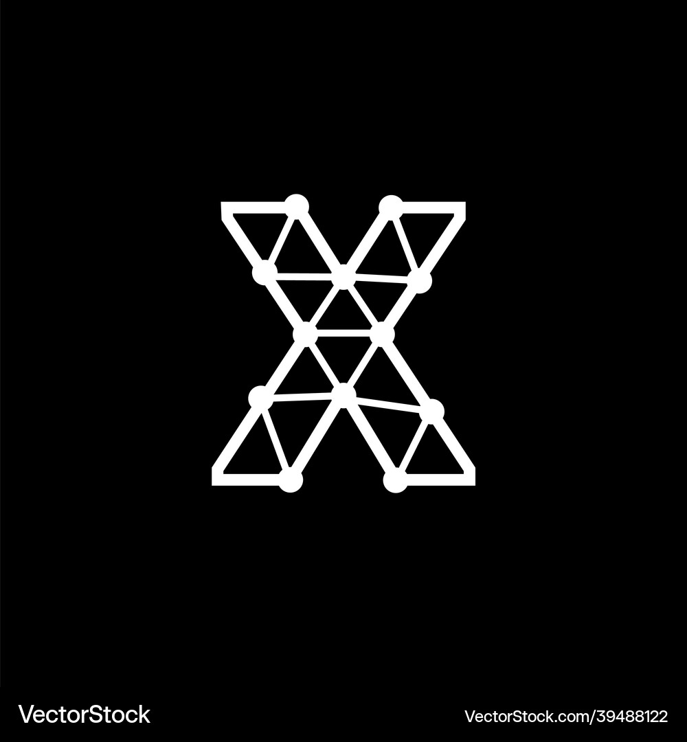 Logo letter dots lines connections x Royalty Free Vector