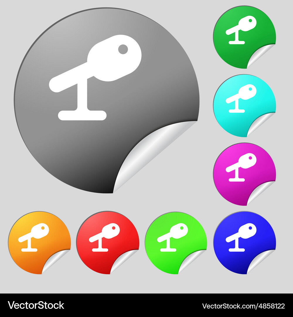Microphone speaker icon sign set of eight Vector Image