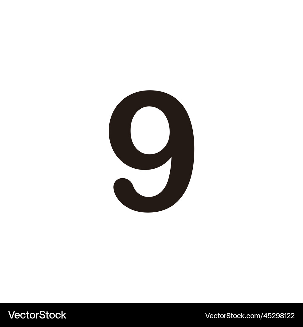 Number 9 curve geometric symbol simple logo Vector Image