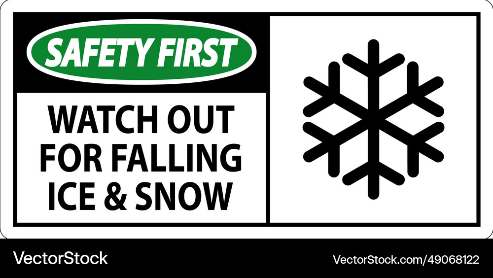 Safety first sign watch out for falling ice Vector Image