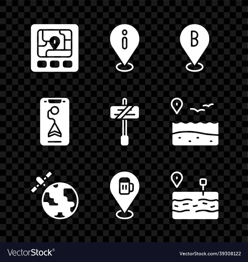 Set gps device with map location information Vector Image Set gps device with map location information Vector Image