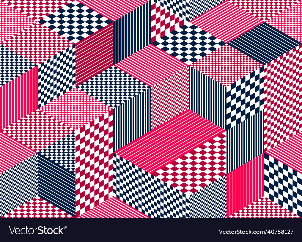 3d Cubes Seamless Pattern Background Rhombus Vector Image