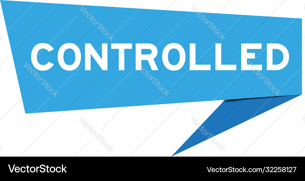 Blue paper speech banner with word controlled Vector Image