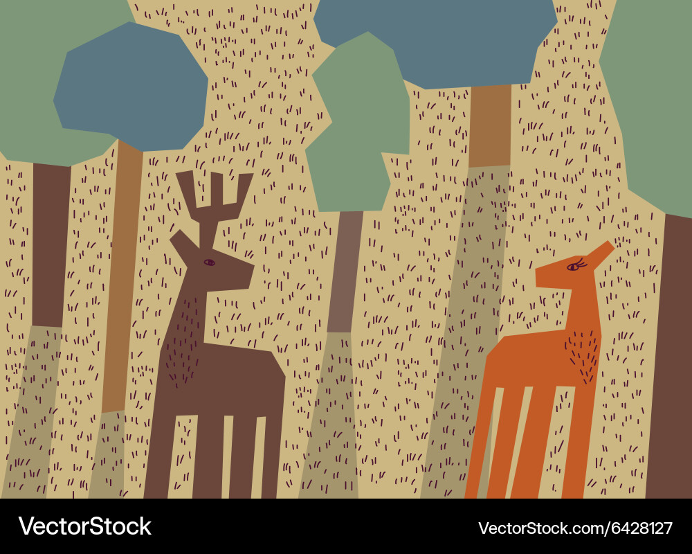 Couple deer love forest animals Royalty Free Vector Image