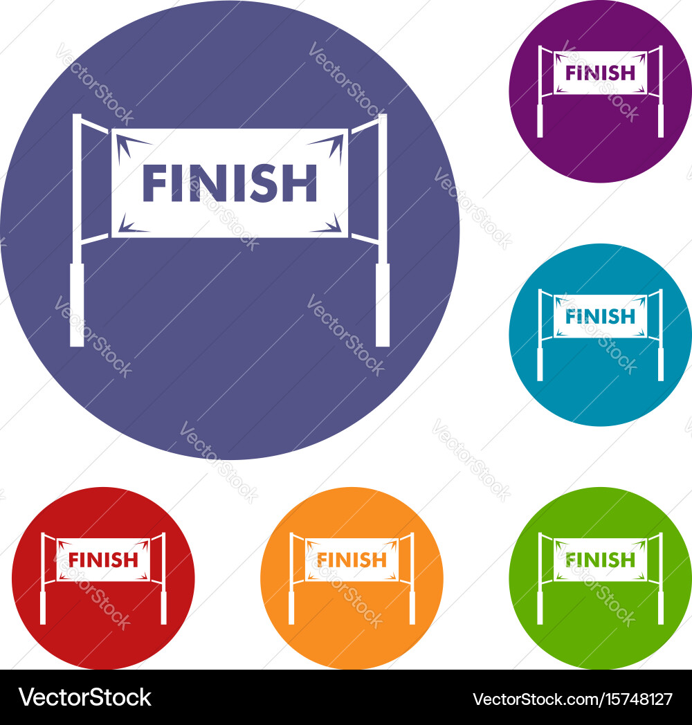 Finish line gates icons set Royalty Free Vector Image