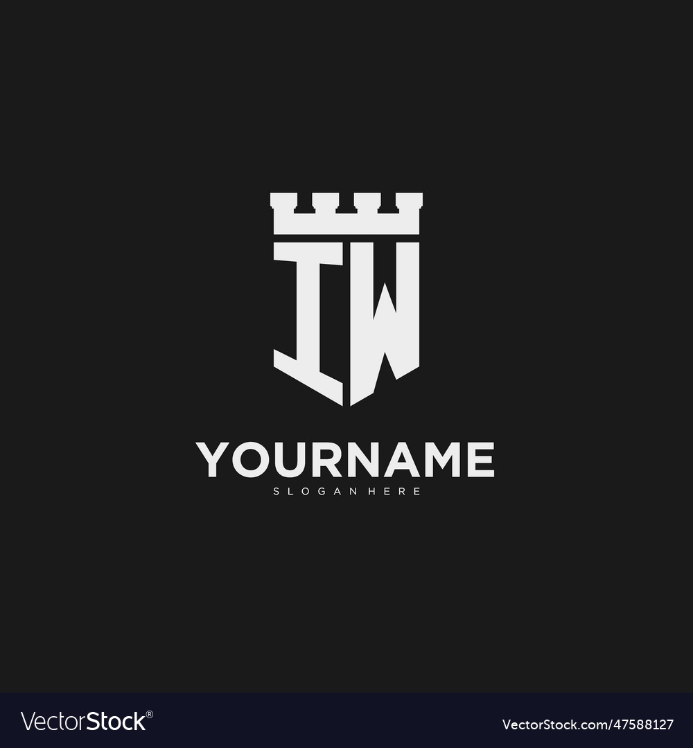 Initials iw logo monogram with shield Royalty Free Vector Initials iw logo monogram with shield Royalty Free Vector