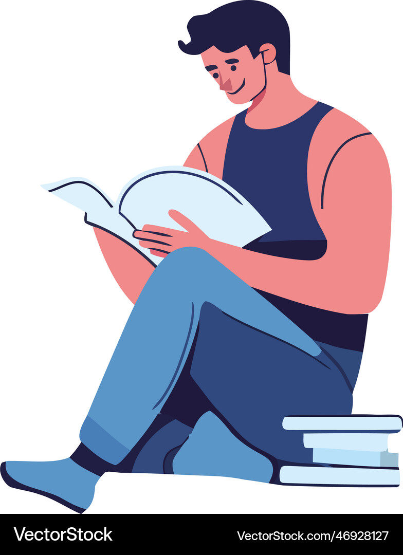 One person reading a book for education Royalty Free Vector