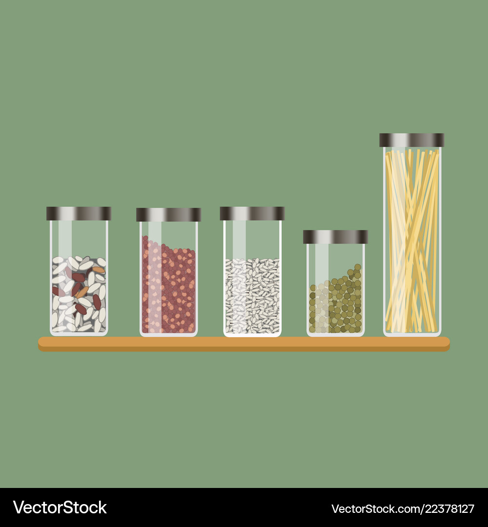 Set of kitchen jar with cereals Royalty Free Vector Image