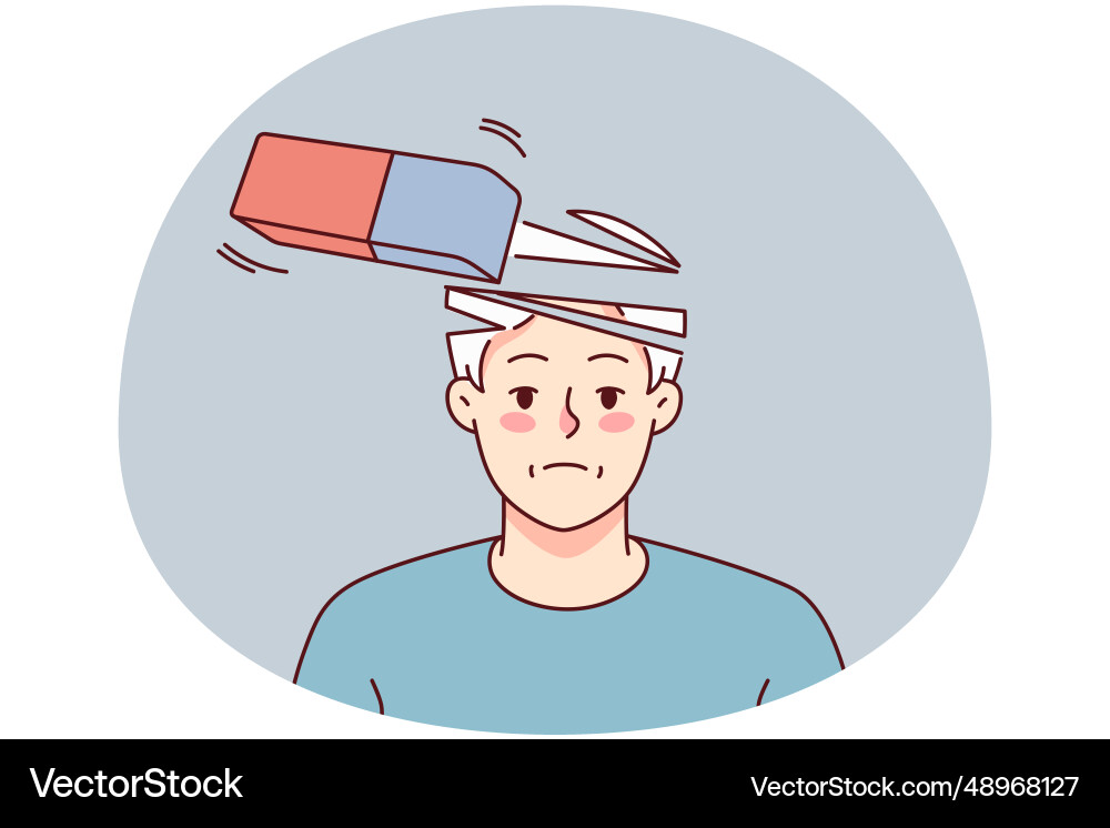 Unhappy old man suffer from memory loss Royalty Free Vector