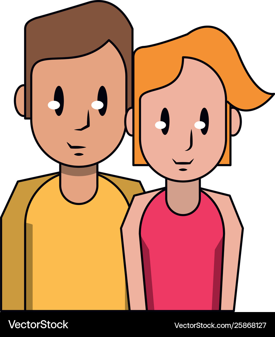 Young couple cartoon profile isolated Royalty Free Vector