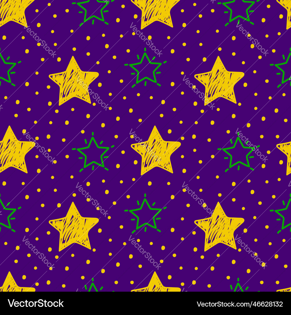A set of seamless pattern with doodle stars Vector Image