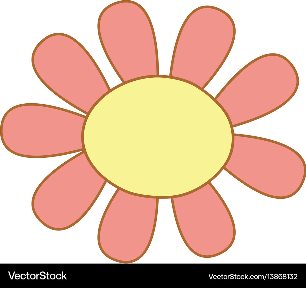 Beautiful flower with oval petals Royalty Free Vector Image