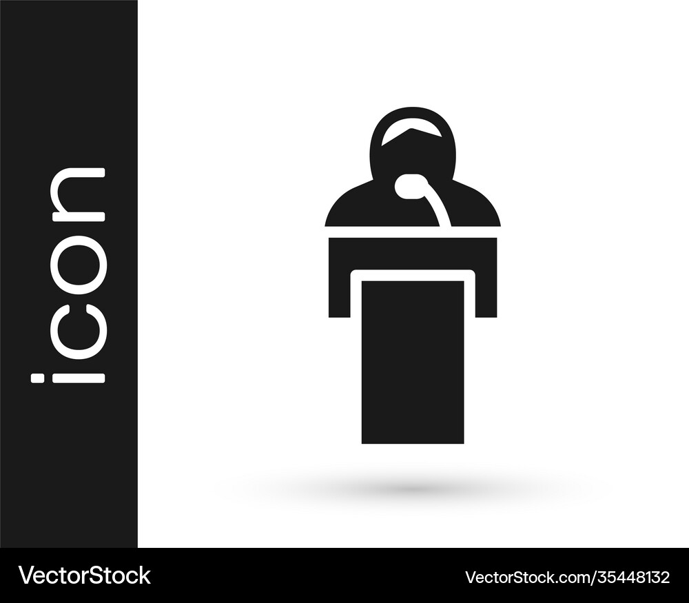 Black gives lecture icon isolated on white Vector Image