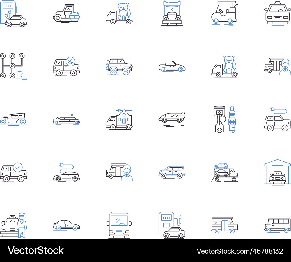 Bus line icons collection transit coach commute Vector Image