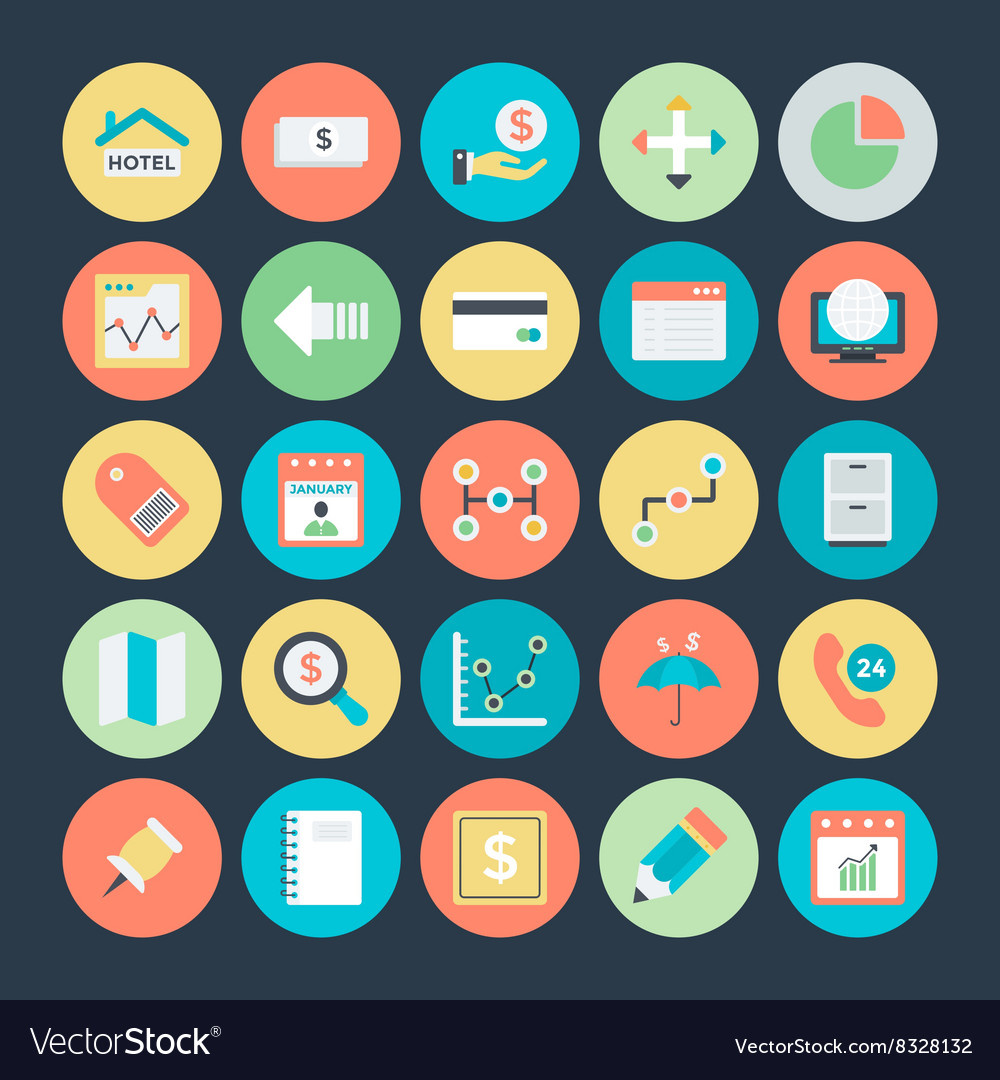 Business colored icons 3 Royalty Free Vector Image