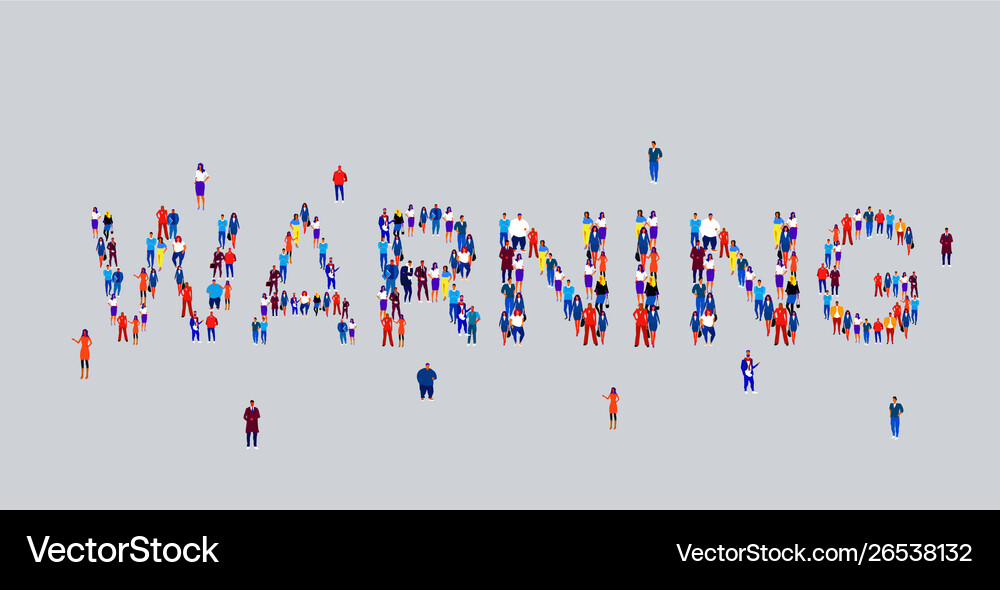 Businesspeople crowd gathering in shape warning Vector Image