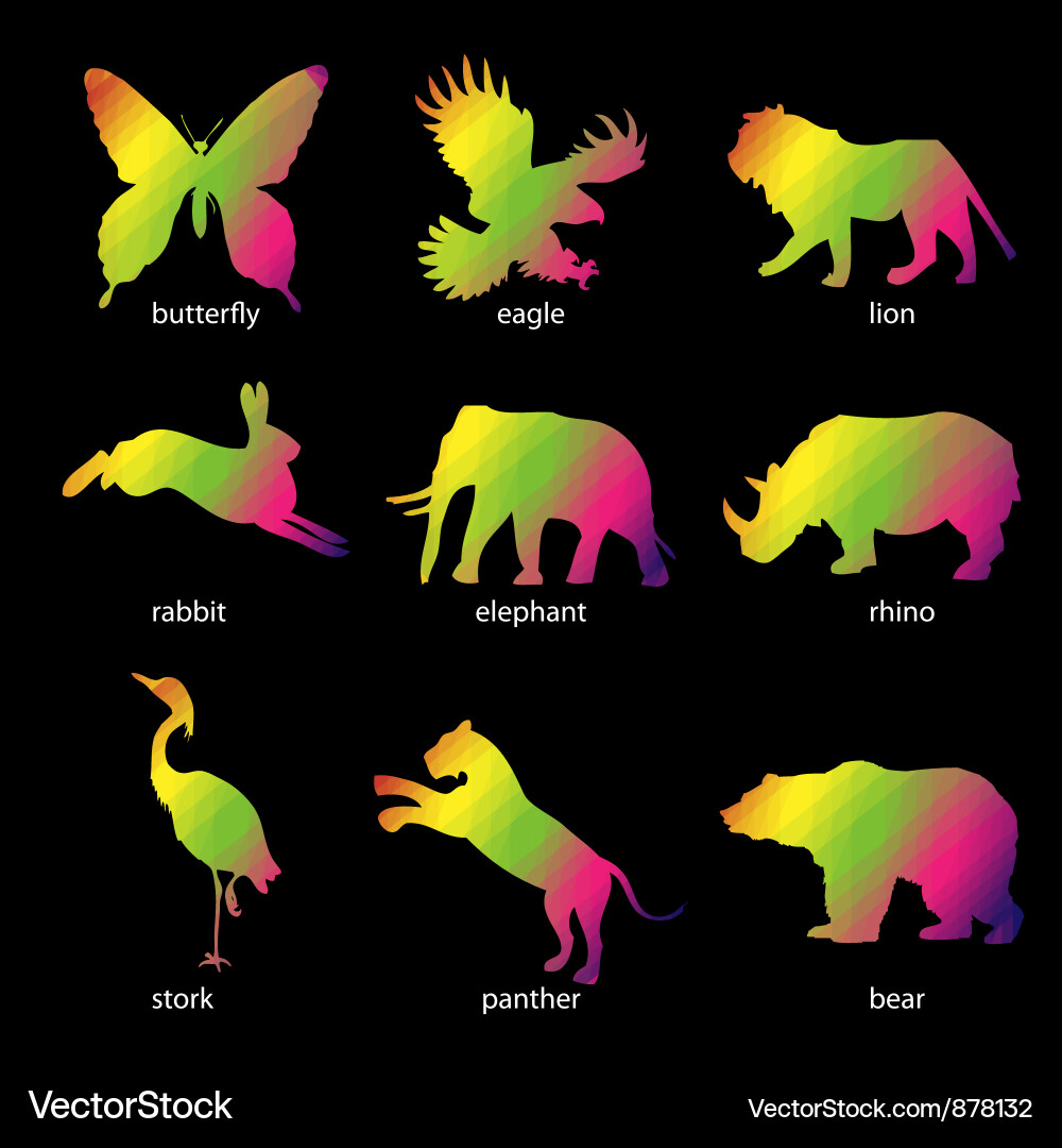 Colorful abstract animal icons Royalty Free Vector Image
