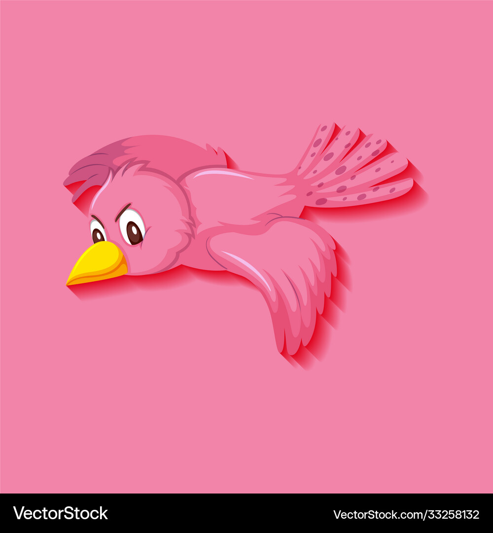 Cute pink bird cartoon character Royalty Free Vector Image
