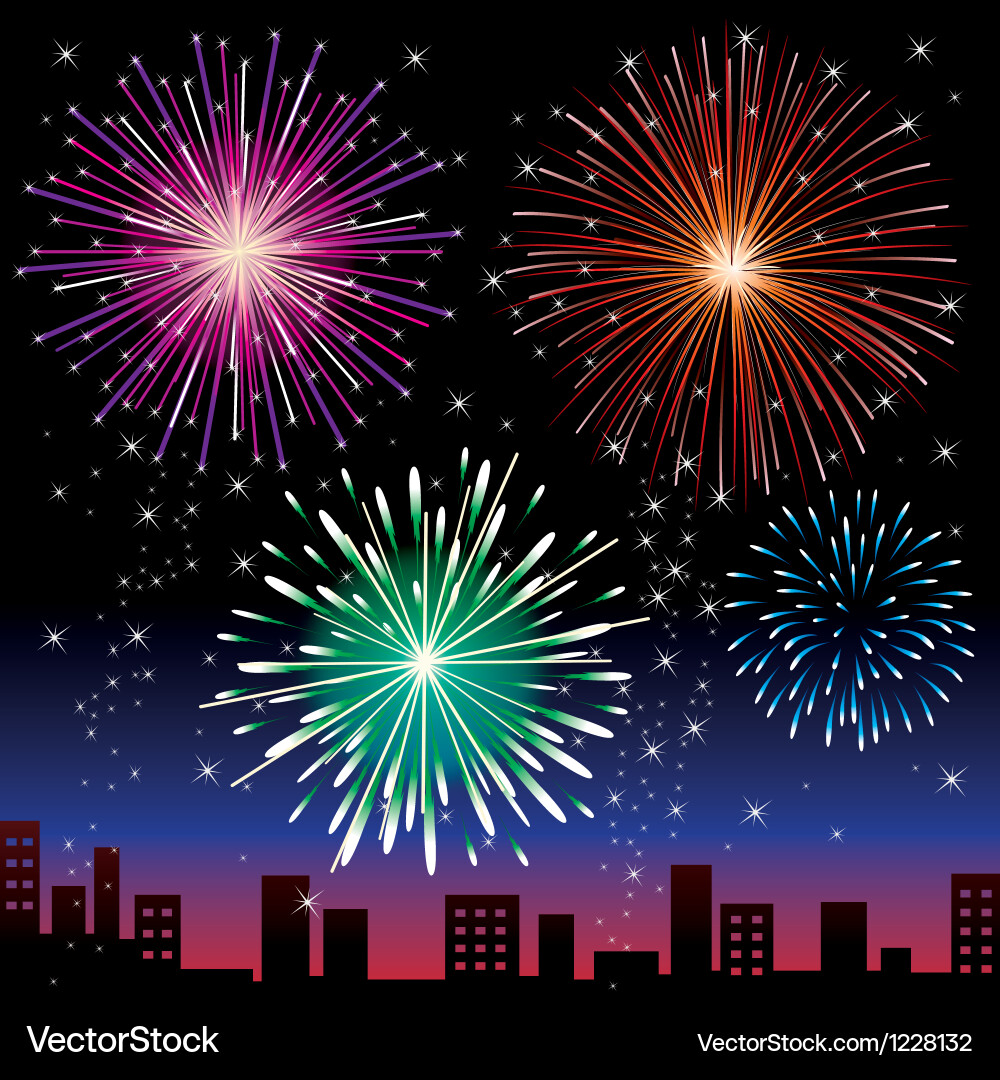 Fireworks on the night city Royalty Free Vector Image