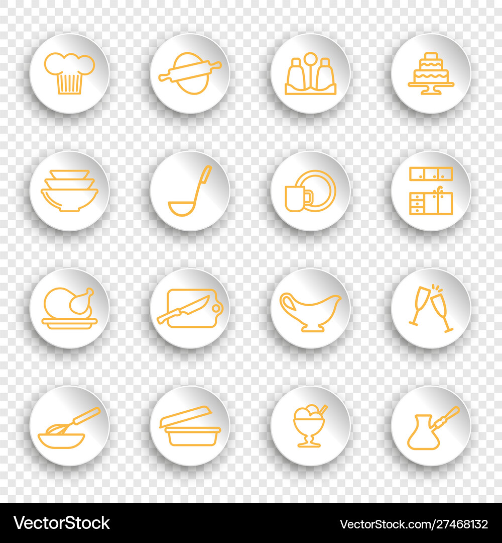 Kitchen and cooking icons on stickers Royalty Free Vector