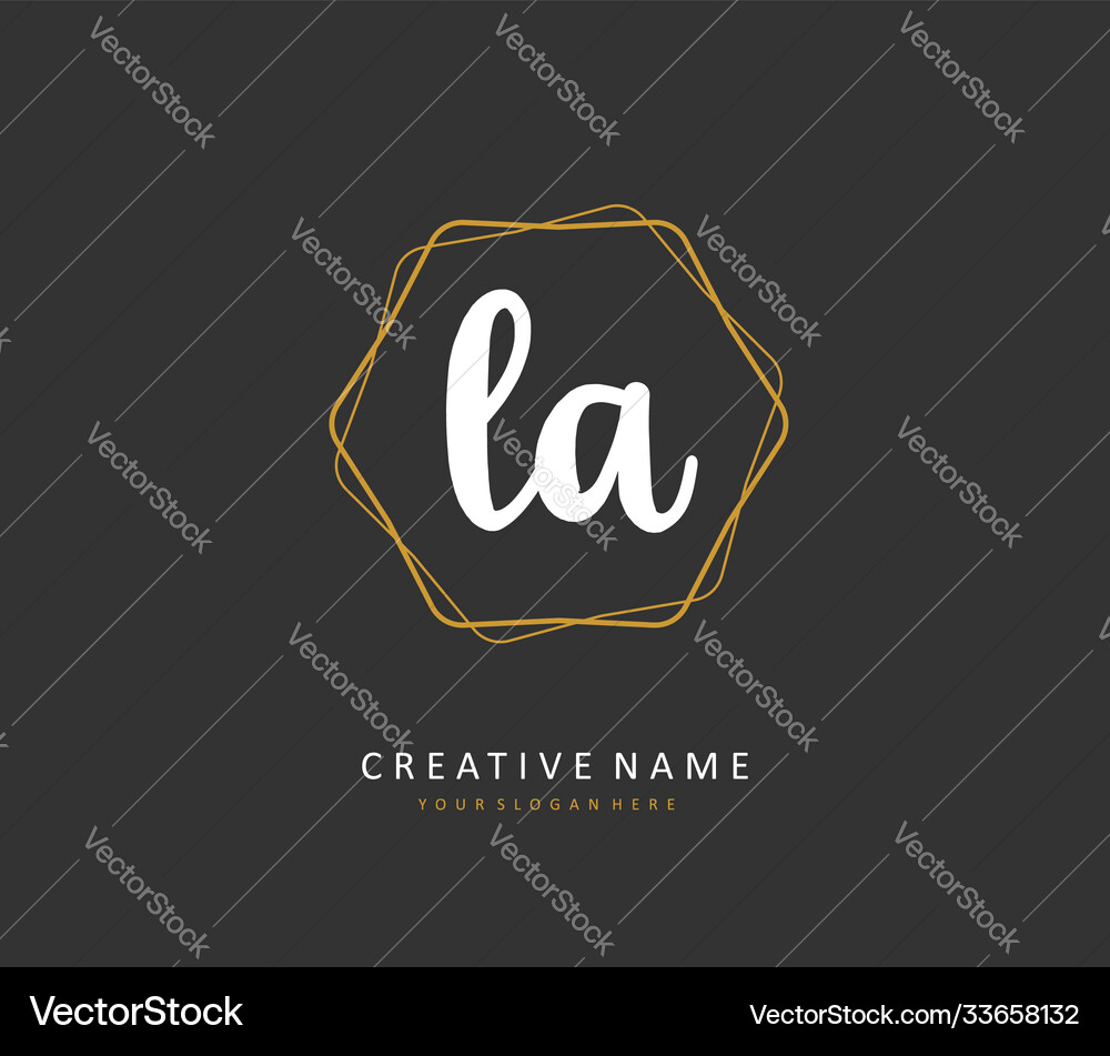 L a la initial letter handwriting and signature Vector Image