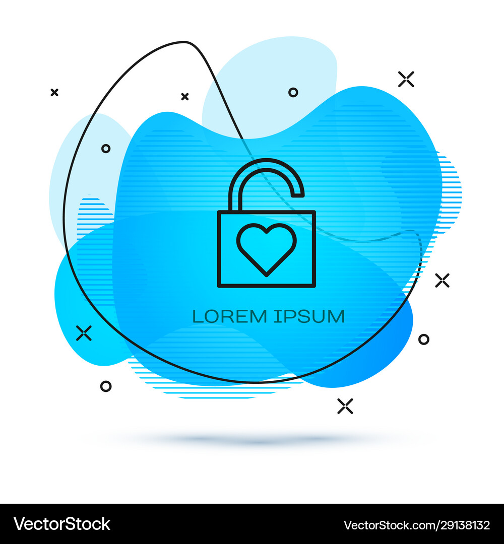 Line lock and heart icon isolated on white Vector Image