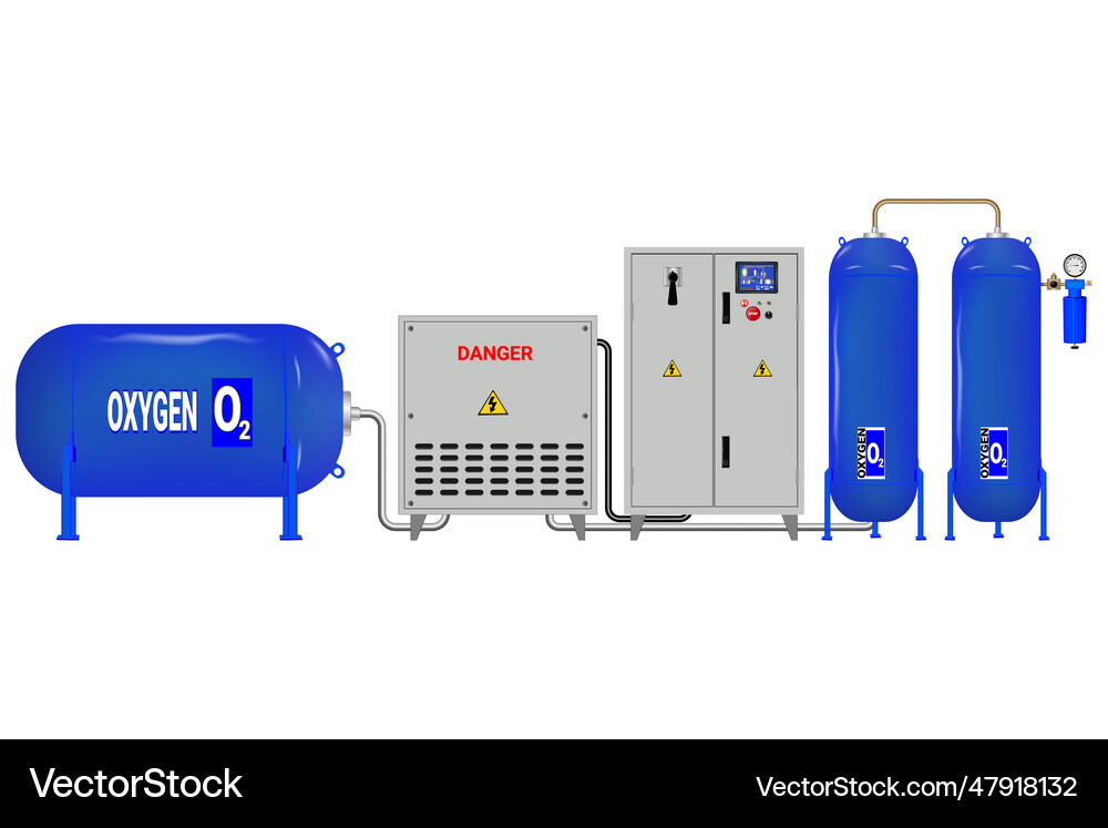 Oxygen production station with receivers Vector Image