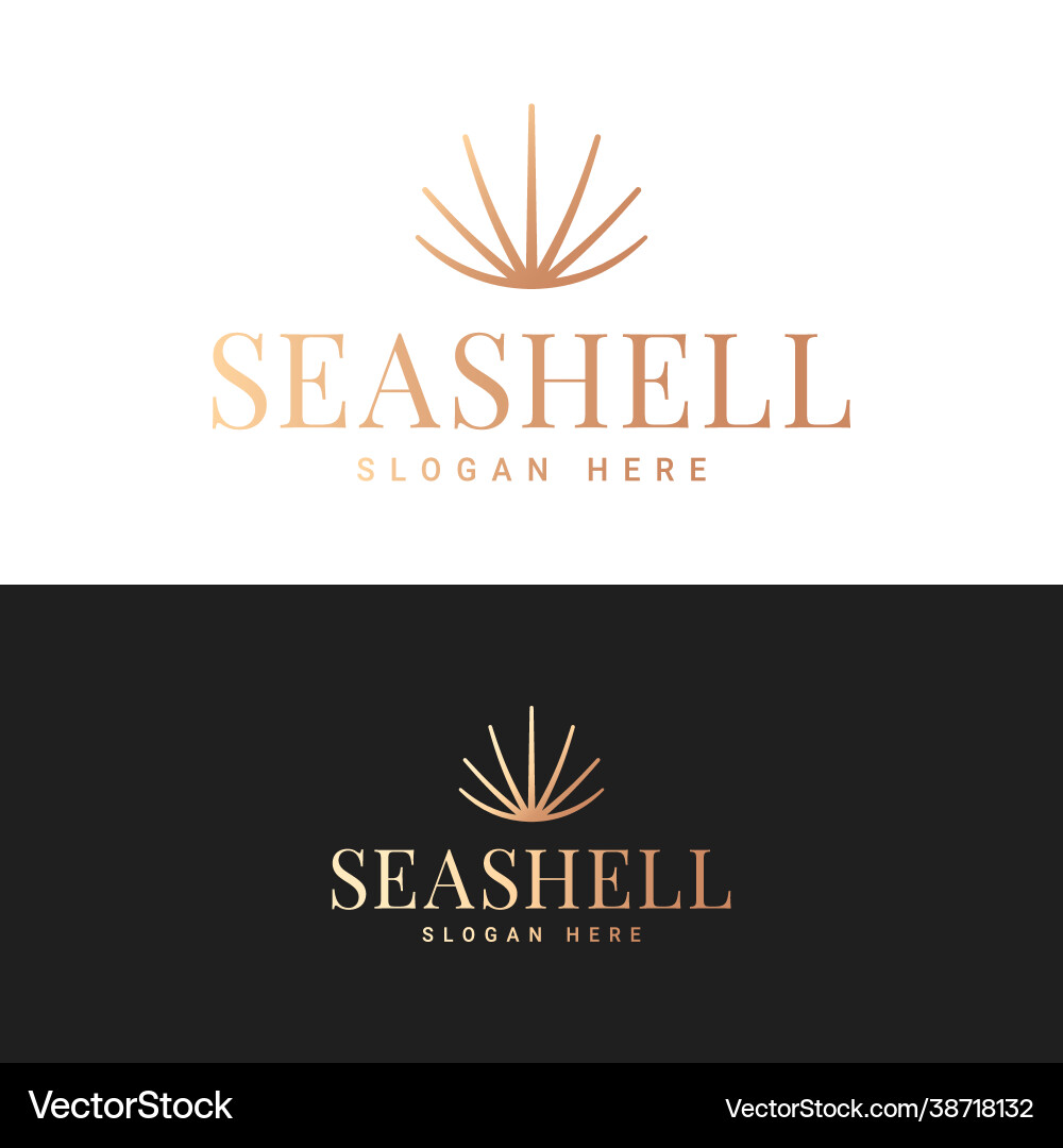 Seashell logo icon sea shell on black and white Vector Image