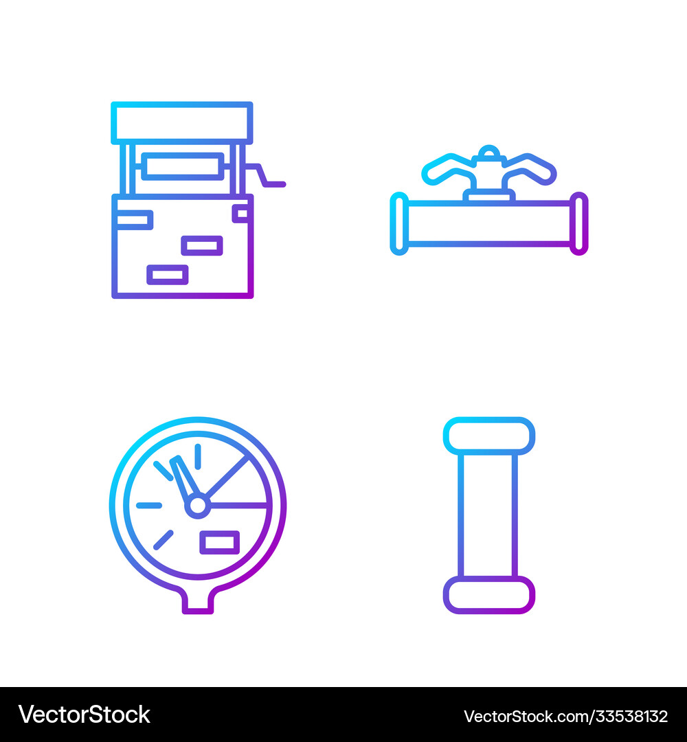Set line industry metallic pipe water meter well Vector Image