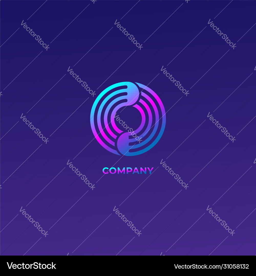 Signal wave rotation logo letter o alphabetic Vector Image