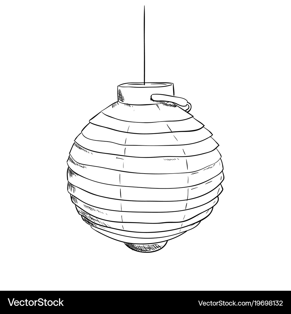 Sketch of chines lantern Royalty Free Vector Image
