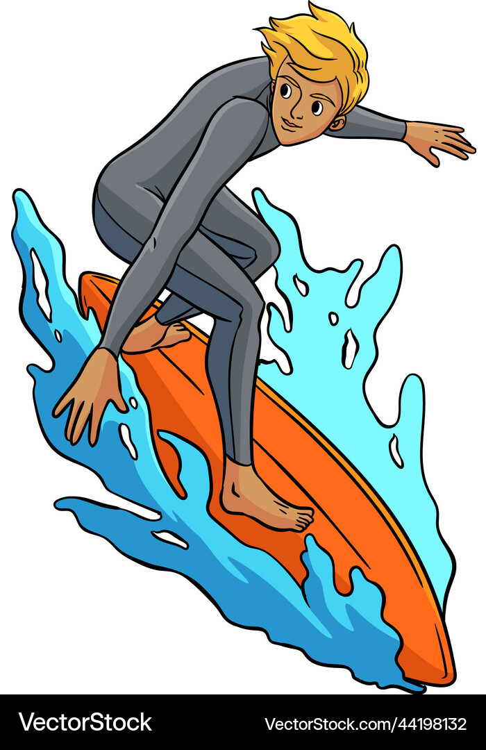 Surfer cartoon colored clipart Royalty Free Vector Image