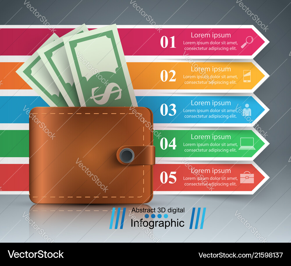 Business infographics dollar wallet icon Vector Image