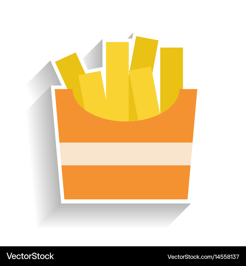 Cardboard box with fried potatoes flat color icon Vector Image