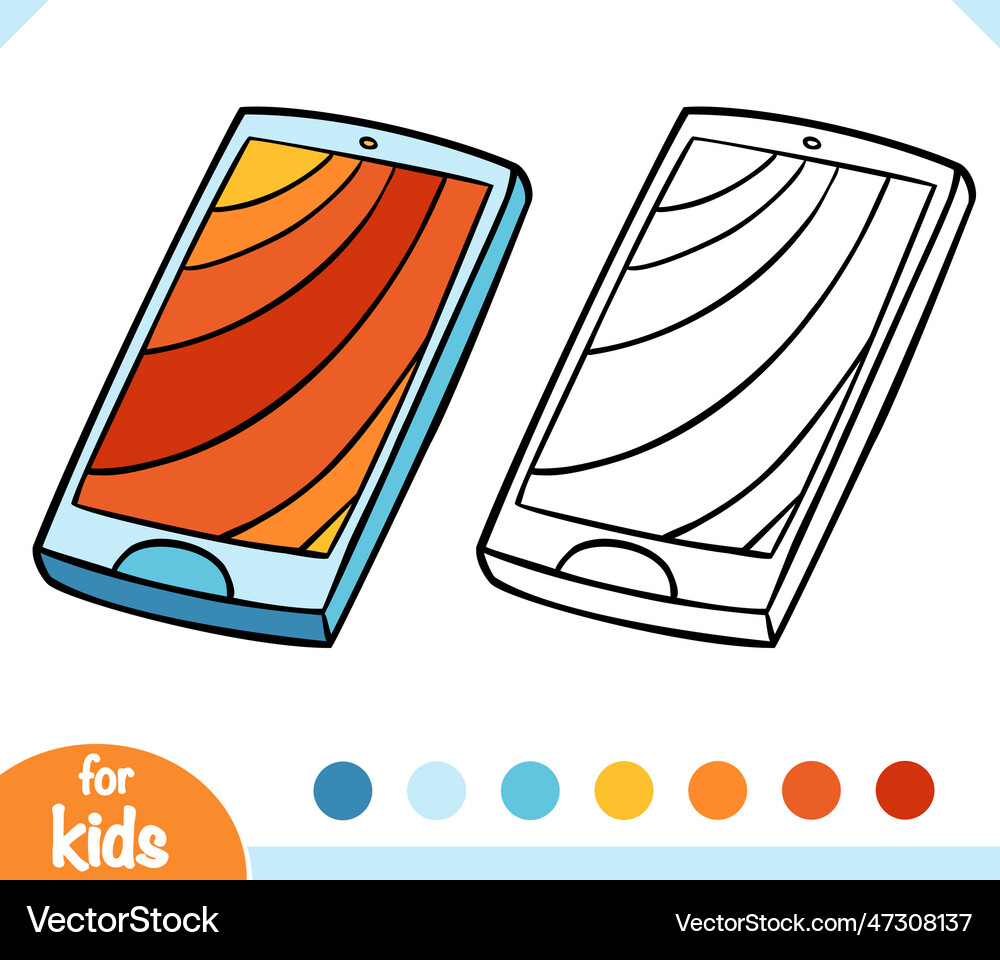 Coloring book for kids smartphone Royalty Free Vector Image