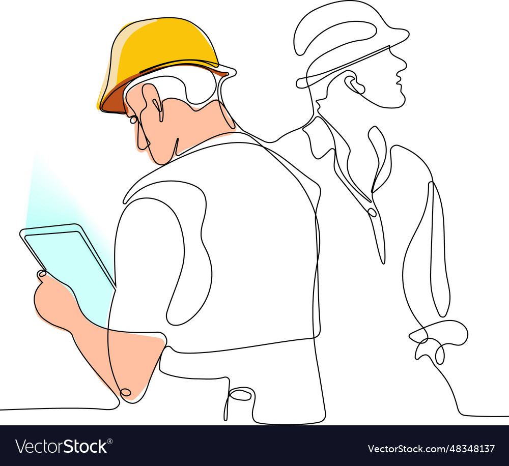 Construction manager and engineer working Vector Image