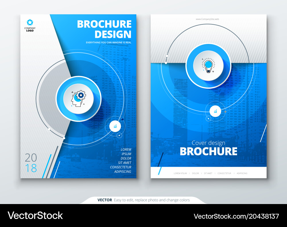 Cover set blue template for brochure banner Vector Image