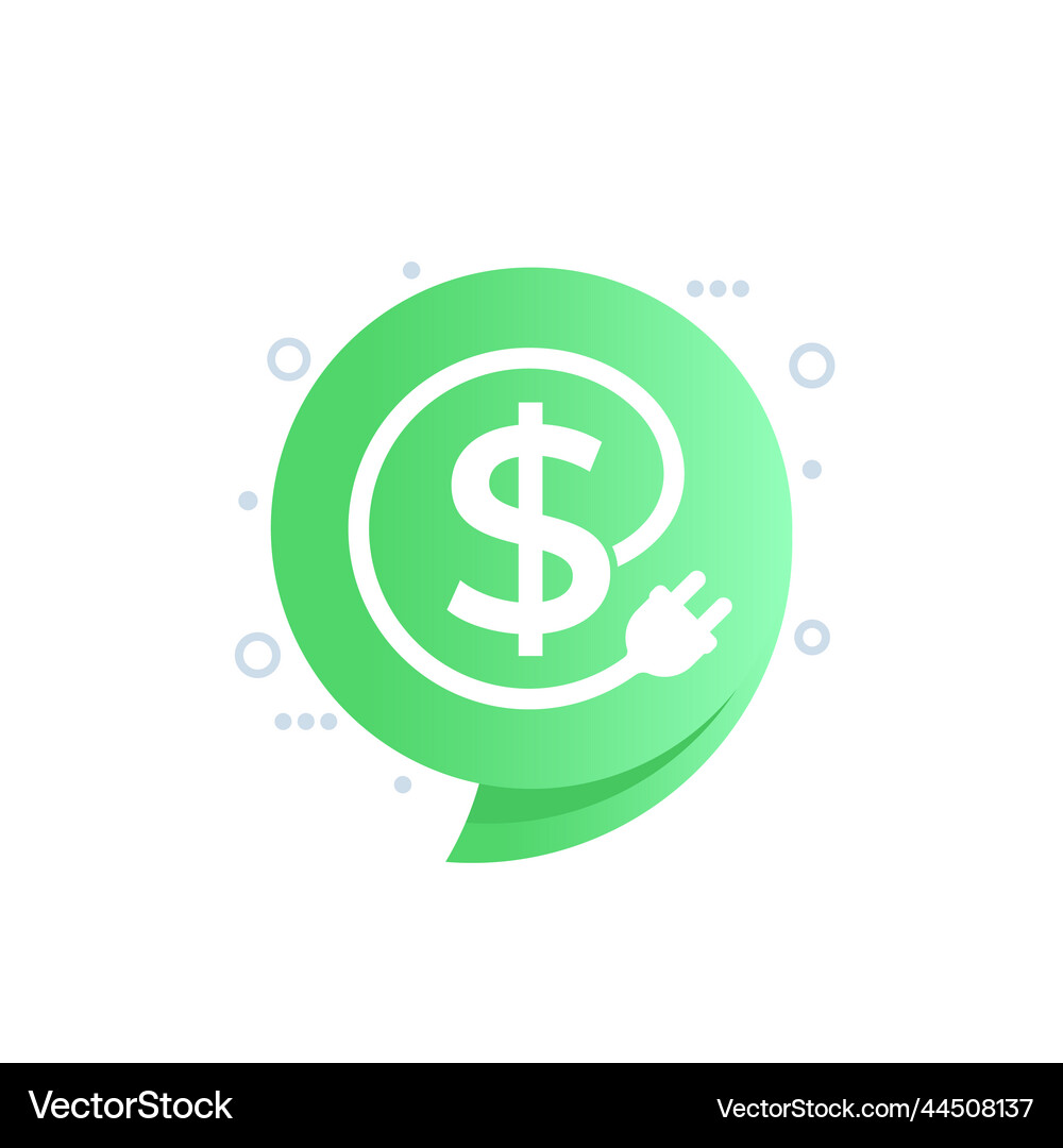 Electricity energy cost icon with a plug Vector Image