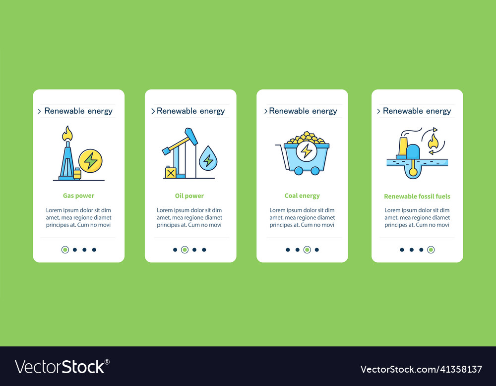 Energy onboarding mobile app screens Royalty Free Vector Energy onboarding mobile app screens Royalty Free Vector