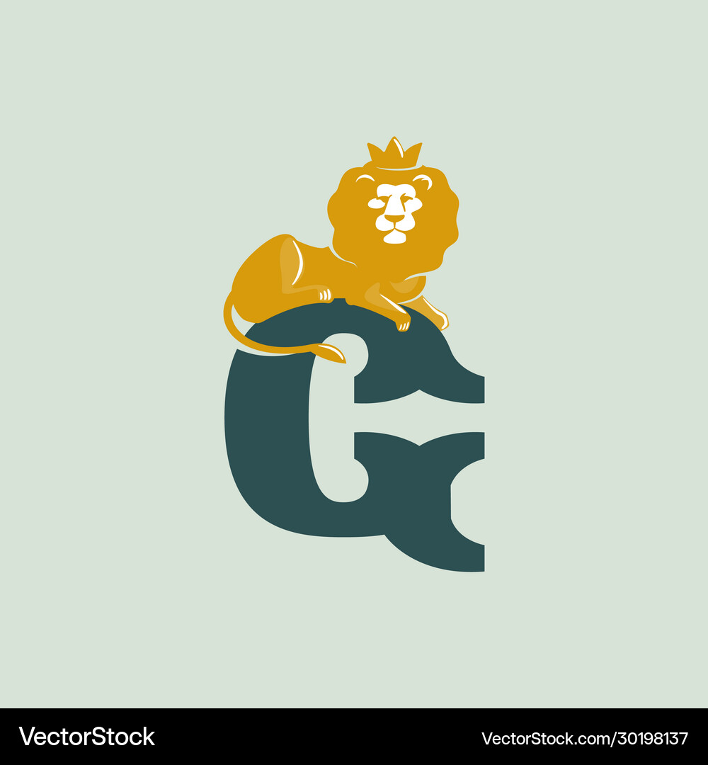 G letter logo with lying lion Royalty Free Vector Image
