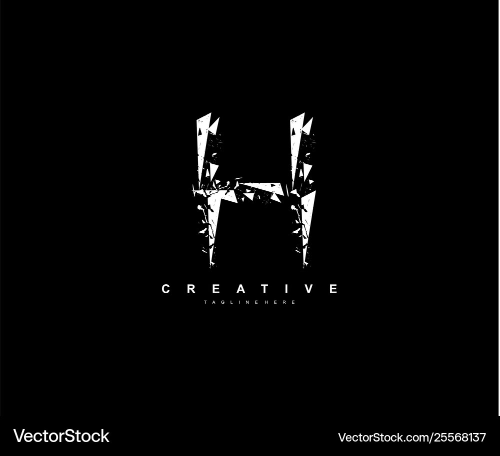 H letter abstract brush stroke triangle grunge Vector Image