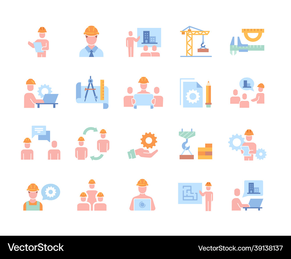 Icon collection with builders tools and equipment Vector Image