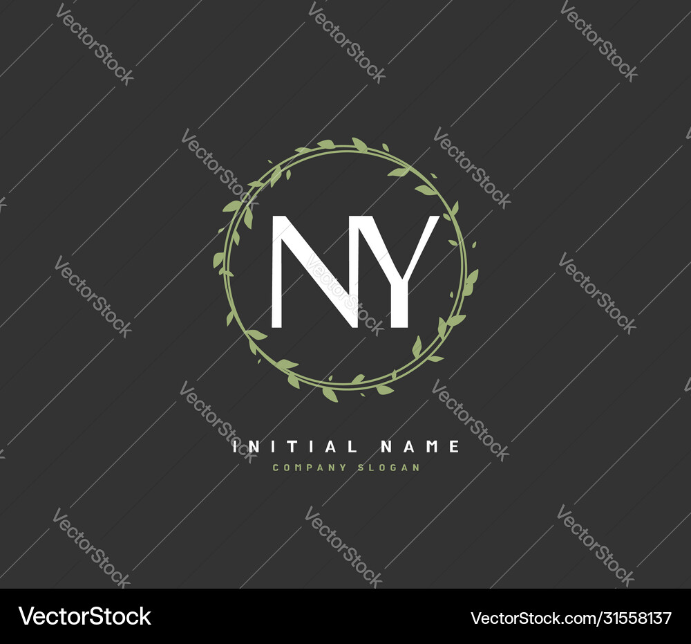 N y ny beauty initial logo handwriting Royalty Free Vector