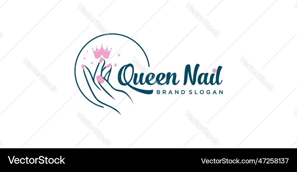 Queen nail icon logo design with modern unique Vector Image