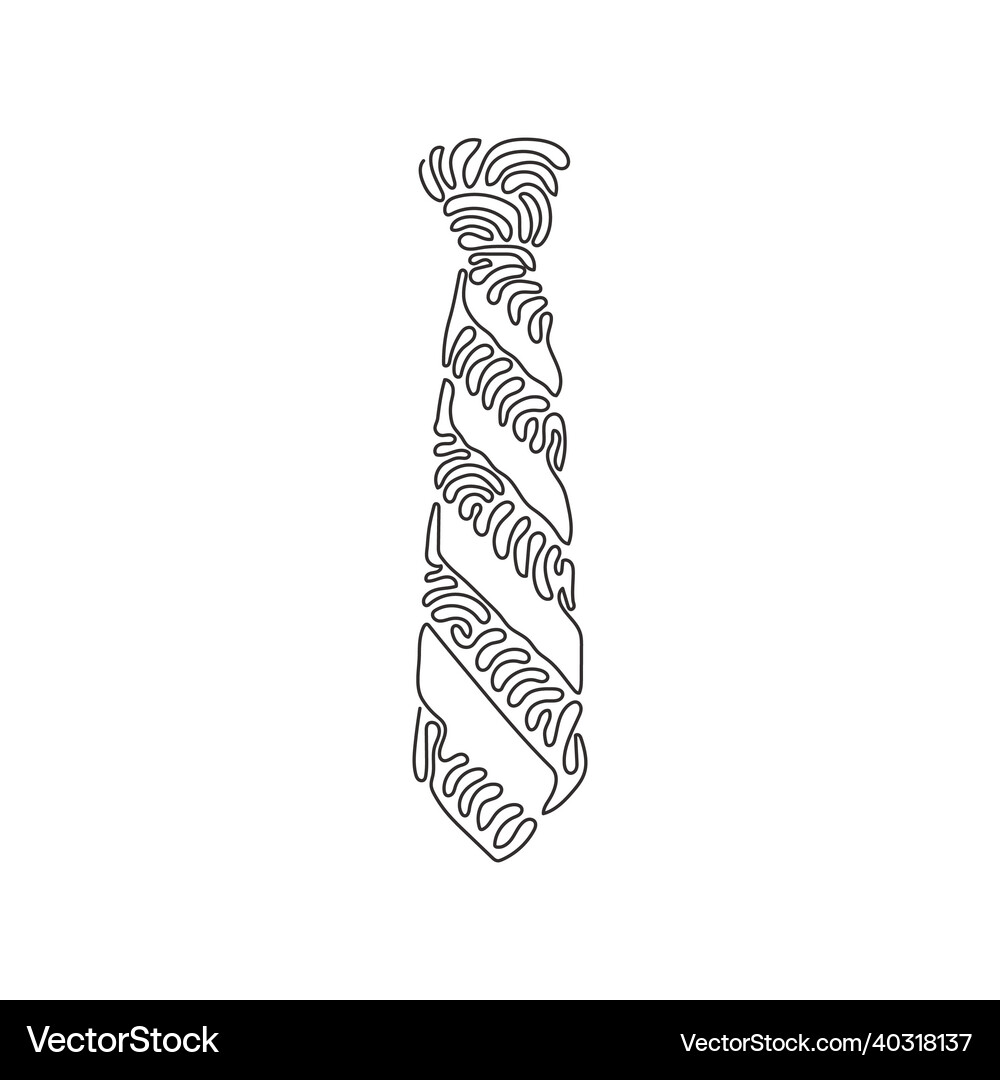 Single one line drawing striped tie icon necktie Vector Image