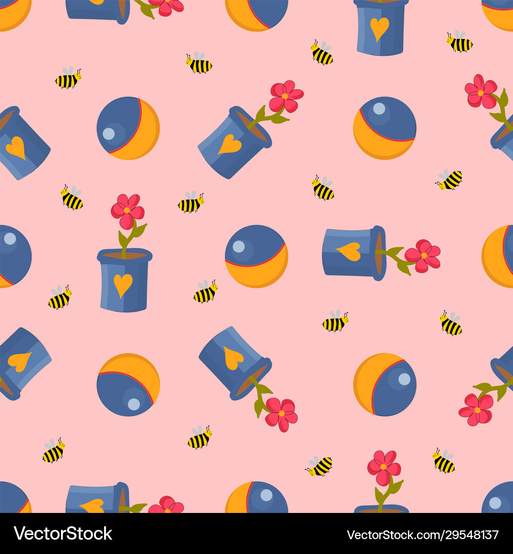 Teddy bearwinnie-the-pooh seamless pattern toys Vector Image