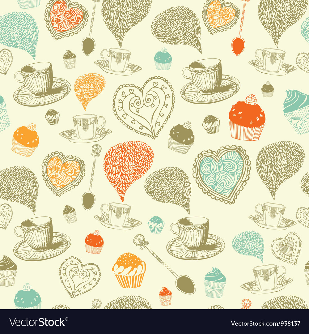 Vintage tea time pattern Royalty Free Vector Image