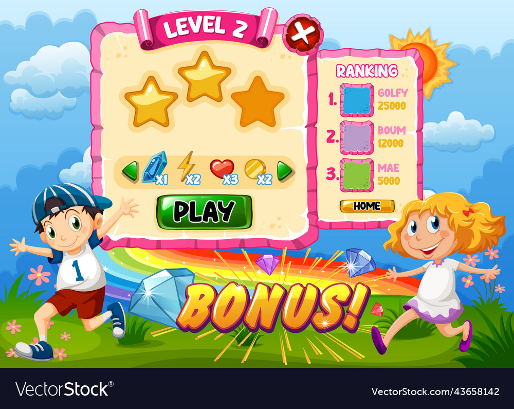 A game background template with elements Vector Image