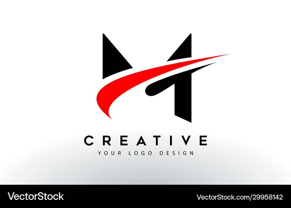 Black and red creative m letter logo design Vector Image