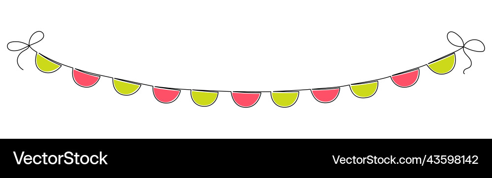Continuous line drawing of garland Royalty Free Vector Image